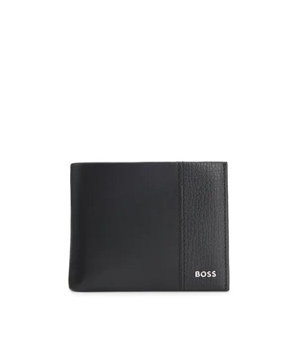 BOSS Logo-lettering Wallet In Leather - Black