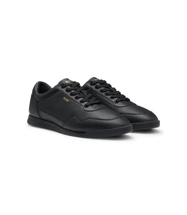 BOSS Nappa-leather Trainers With Branding - Black