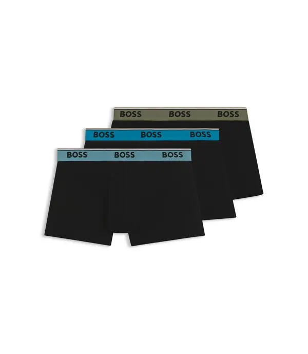 BOSS Three-pack Of Logo-waistband Trunks In Stretch Cotton - Patterned