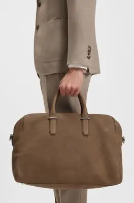 BOSS Grained-leather Duffle Bag With Logo