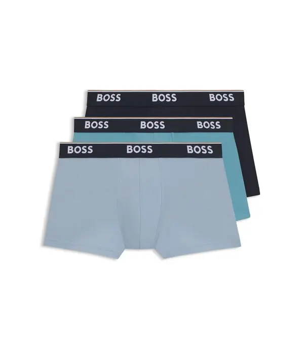 BOSS Three-pack Of Logo-waistband Trunks In Stretch Cotton - Patterned