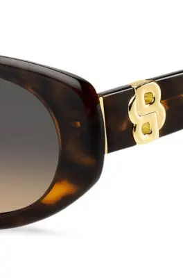 BOSS Tortoiseshell Acetate Sunglasses With Double B Monogram