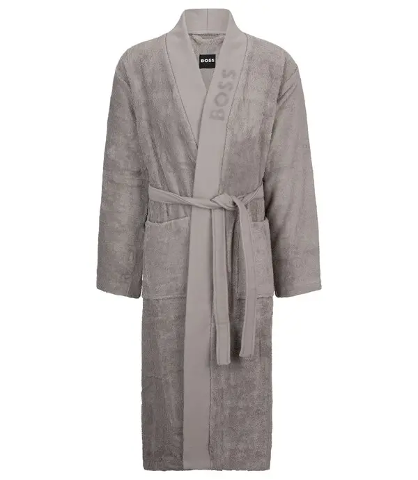 BOSS Logo-lapel Dressing Gown - Grey