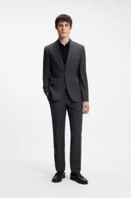 Hugo Knit Polo Sweater With Covered Placket - Black