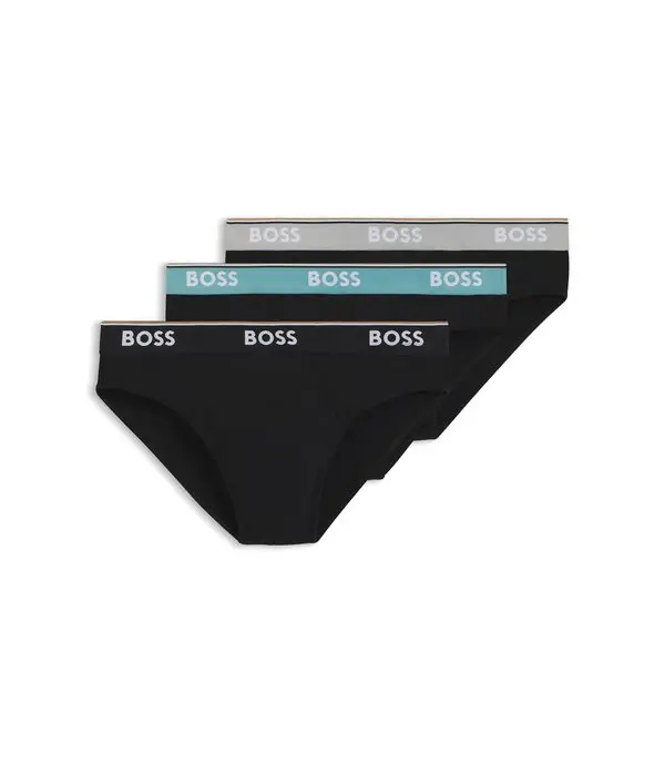 BOSS Three-pack Of Logo-waistband Briefs In Stretch Cotton - Patterned