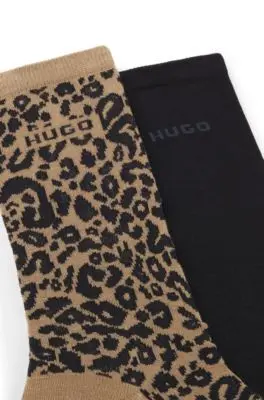 Hugo Regular-length Socks With Leopard Detail Set Of Two