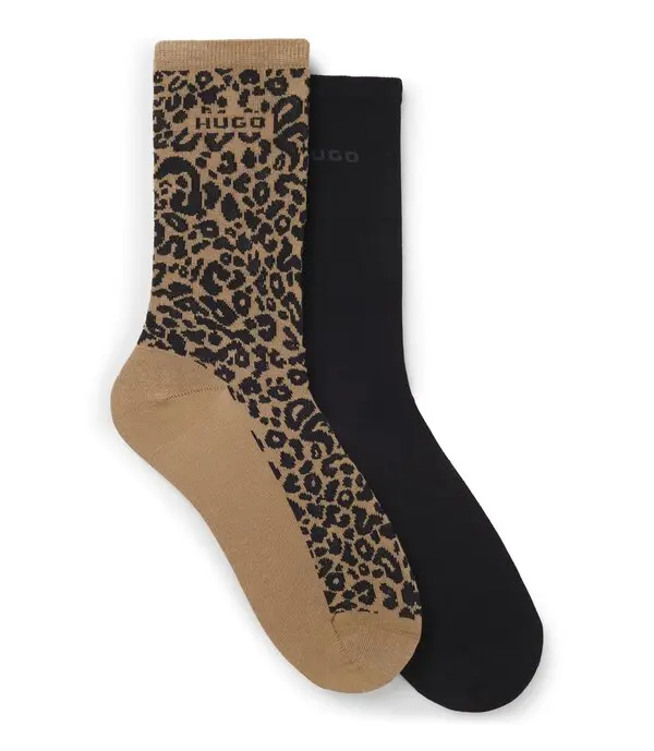 Hugo Regular-length Socks With Leopard Detail Set Of Two - Patterned