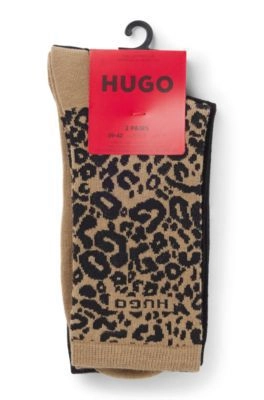Hugo Regular-length Socks With Leopard Detail Set Of Two