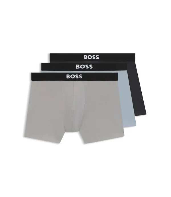 BOSS Three-pack Of Boxer Briefs In Stretch Cotton - Patterned