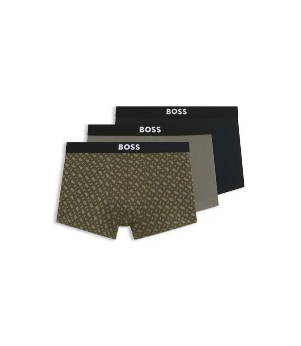 BOSS Three-pack Of Stretch-cotton Trunks With Logos - Patterned