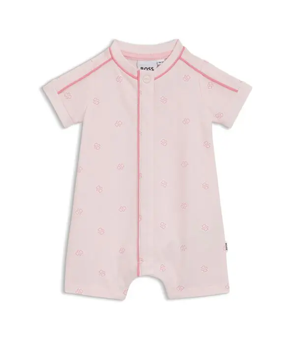 BOSS Baby Stretch-cotton Playsuit With Monogram - Light Pink
