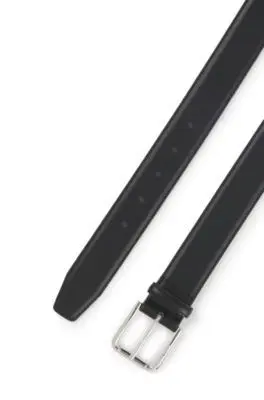 BOSS Italian Leather Belt With Polished Pin Buckle - Black