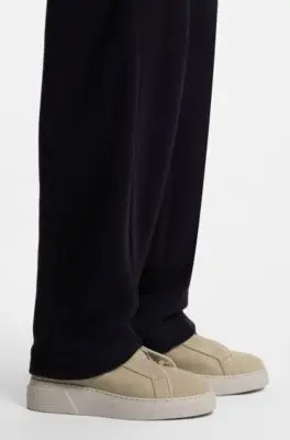 BOSS Suede Trainers With Hidden Wedge - Beige
