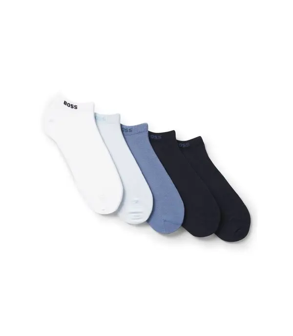BOSS Five-pack Of Cotton-blend Ankle Socks