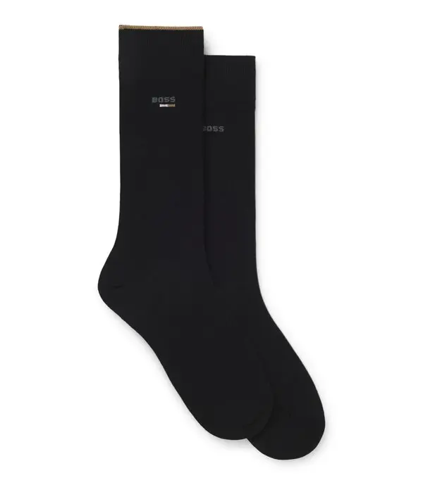 BOSS Two-pack Regular Length Logo Socks - Black