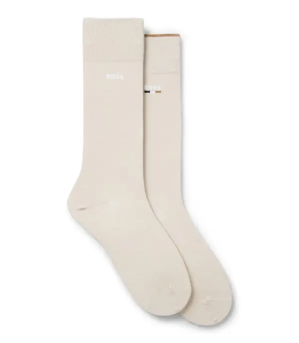 BOSS Two-pack Regular Length Logo Socks - Light Beige
