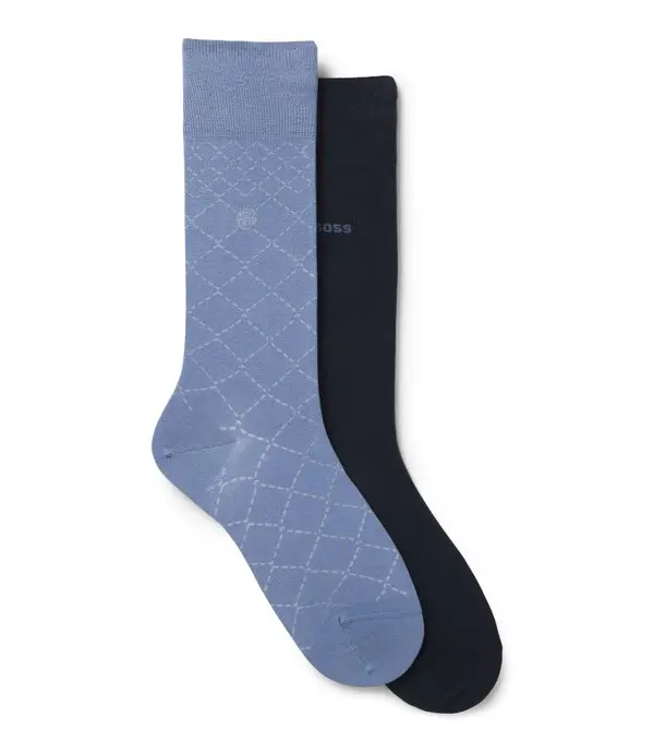 BOSS Two-pack Of Cotton-blend Regular Length Socks - Light Blue