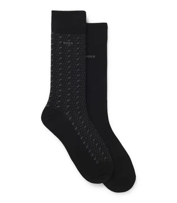 BOSS Two-pack Of Cotton-blend Regular Length Socks - Black