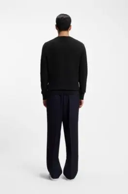 BOSS Cotton Sweater With Knitted Structure - Black