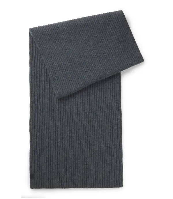 BOSS Beckham X Scarf In Virgin Wool And Cashmere - Dark Grey