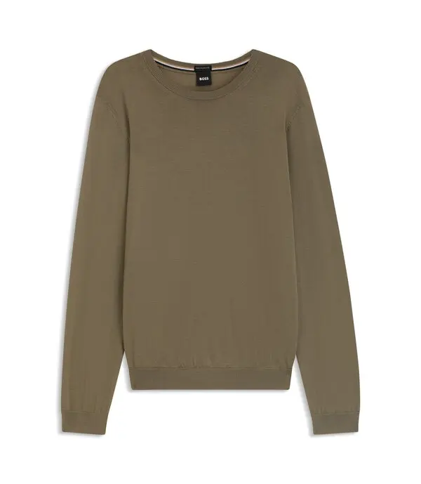 BOSS Slim-fit Sweater In Merino Wool - Light Brown