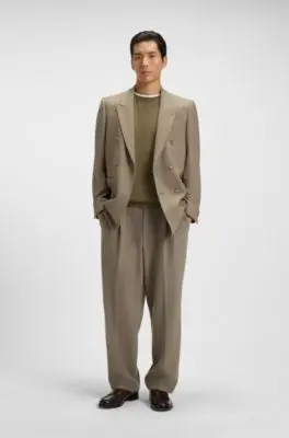 BOSS Slim-fit Sweater In Merino Wool - Light Brown