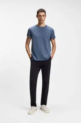 BOSS Cotton-jersey T-shirt With Logo Detail - Light Blue