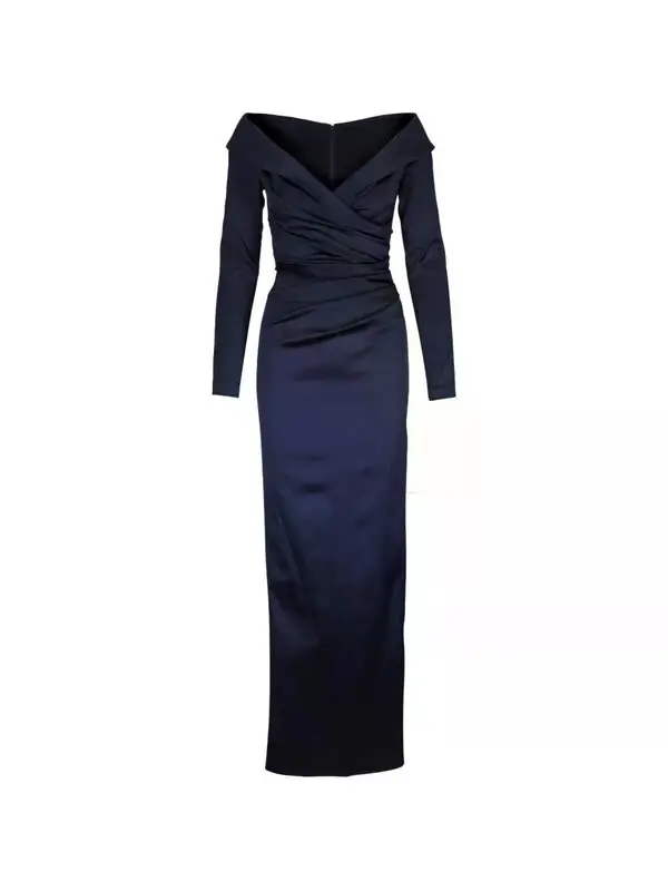 Talbot Runhof Roadtrip Draped V-neck Maxi Dress