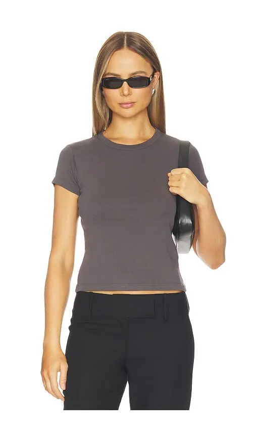ST. AGNI Organic Cotton Cropped Baby Tee - Charcoal
