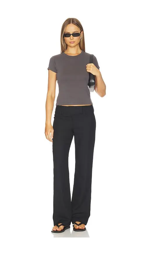 ST. AGNI Organic Cotton Cropped Baby Tee - Charcoal