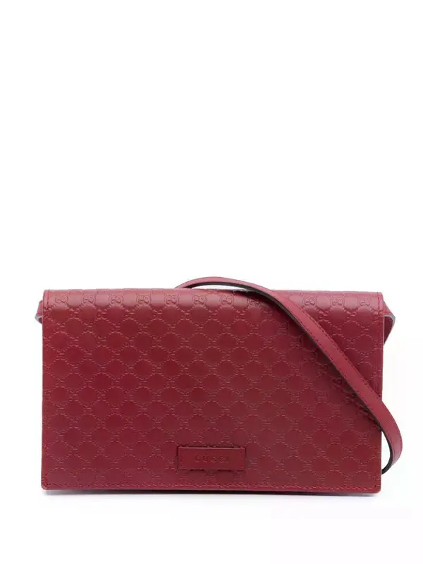 Gucci Microssima Wallet On Strap Crossbody Bag - Red