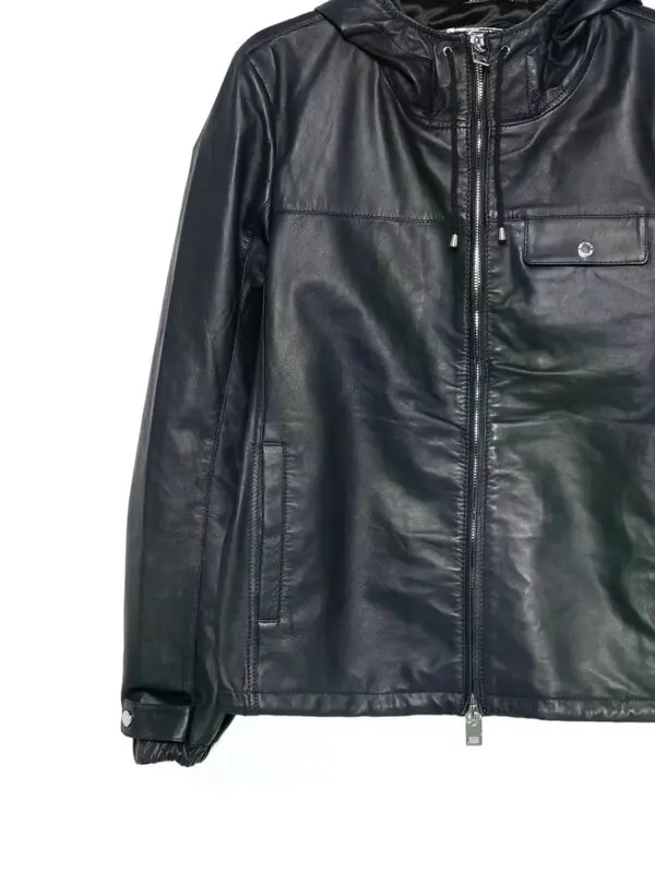 LES HOMMES Hooded Leather Jacket