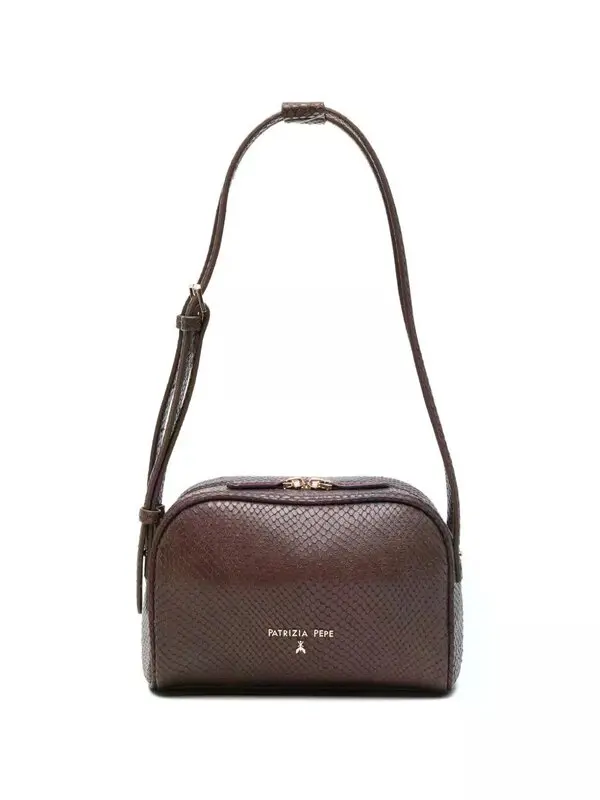 Patrizia Pepe Snakeskin-effect Leather Makeup Bag - Brown