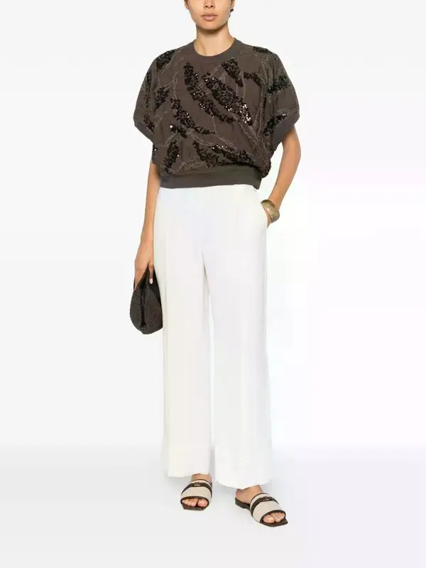 Brunello Cucinelli Pressed-crease Wide-leg Trousers