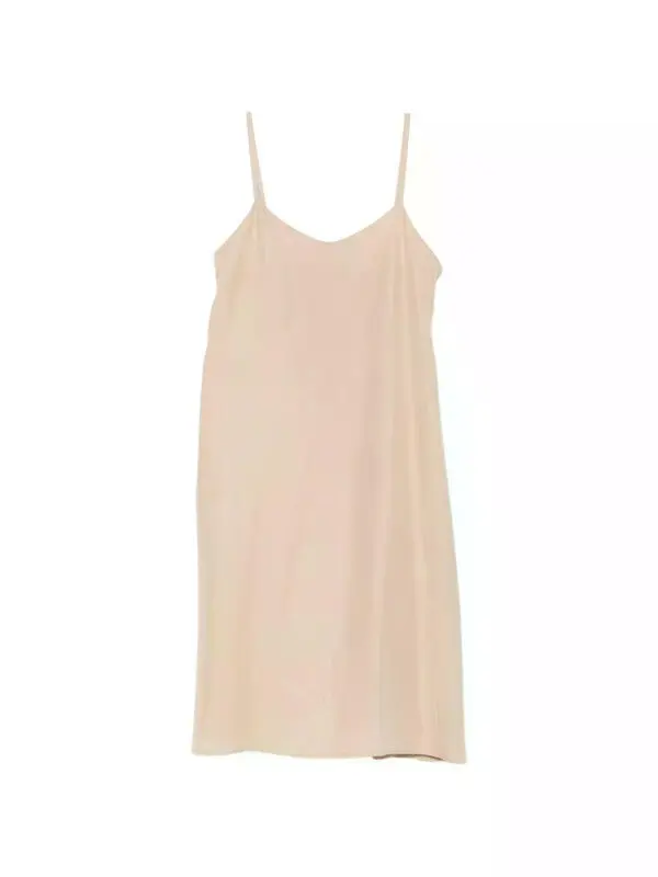 A TENTATIVE ATELIER Satin-finish V-neck Midi Dress - Neutrals