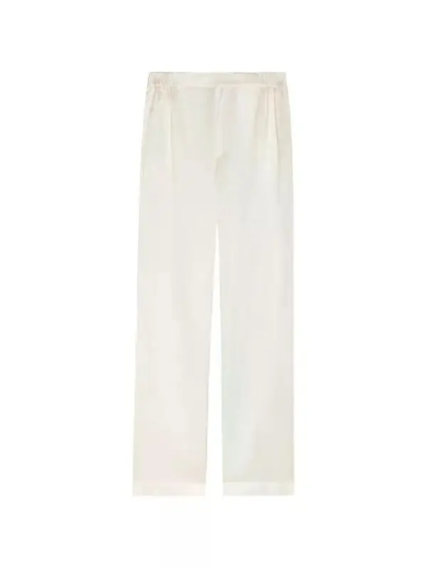 DELOS Gilbert Pleated Silk Satin Trousers - Neutrals