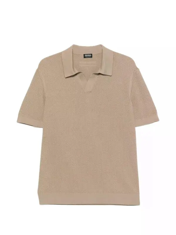 Zegna Waffle-knit V-neck T-shirt - Neutrals