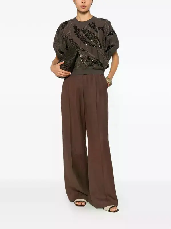 Brunello Cucinelli Pleated Wide Leg Trousers