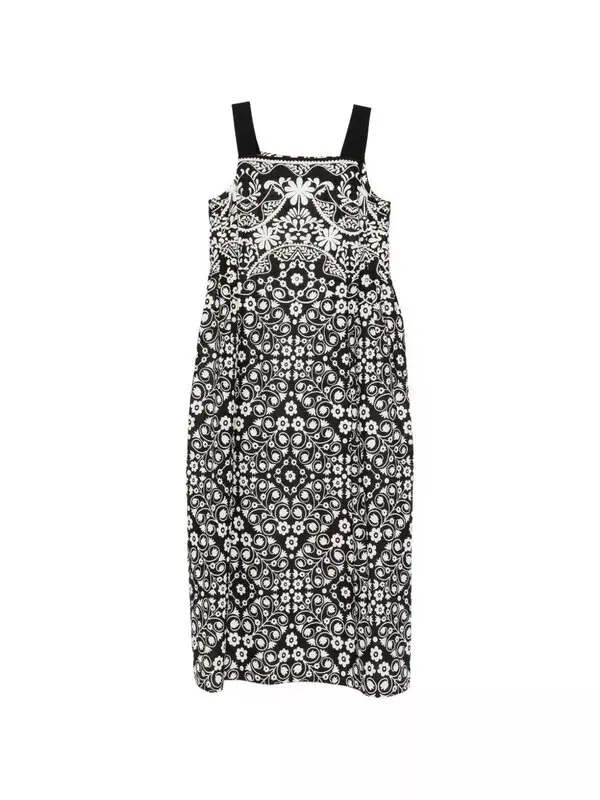 Max Mara Floral-print Sleeveless Midi Dress - Black