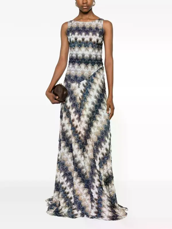 Missoni Zigzag Pattern Open-back Maxi Dress