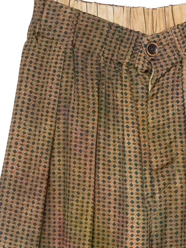 UMA WANG Geometric Print Pleated Wide Leg Shorts