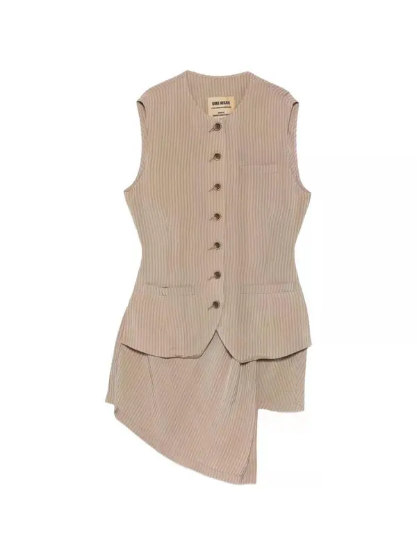 UMA WANG Stripe-pattern Asymmetric Waistcoat