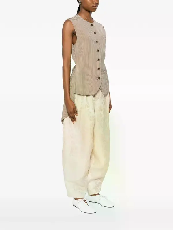 UMA WANG Stripe-pattern Asymmetric Waistcoat