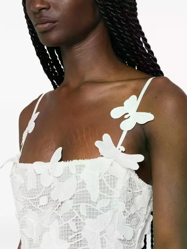Blumarine Butterfly-appliqué Lace Maxi Dress