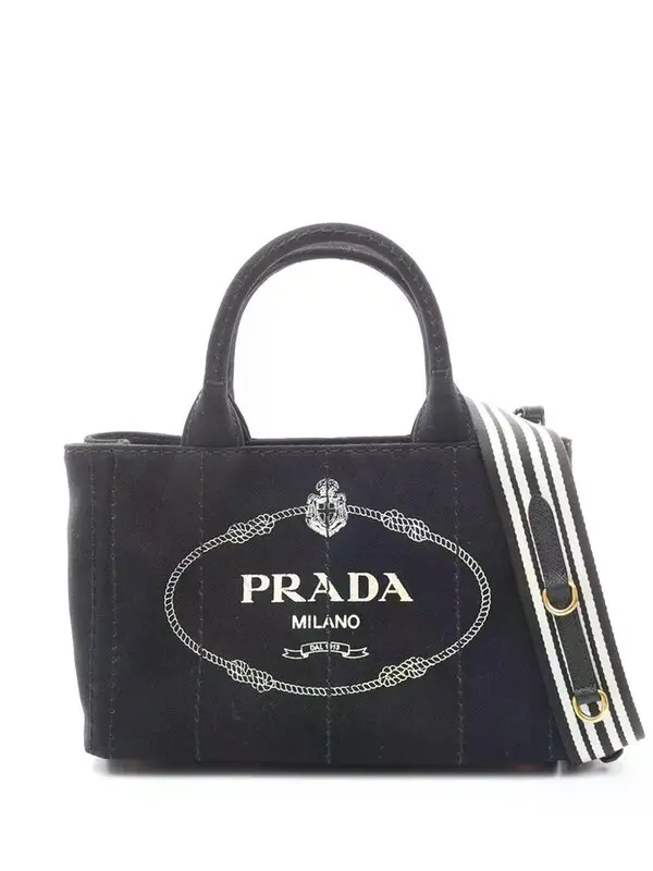 Prada Canapa Logo Handbag - Black