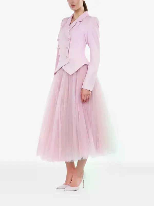 ARAFTU Double-breasted Tulle-panel Dress - Pink