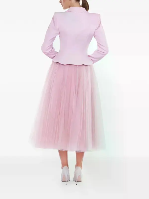 ARAFTU Double-breasted Tulle-panel Dress - Pink