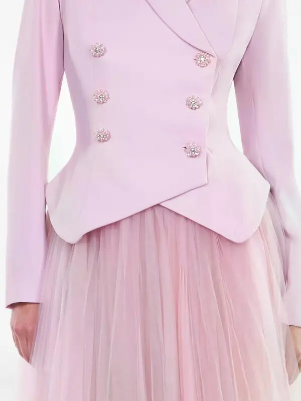 ARAFTU Double-breasted Tulle-panel Dress - Pink