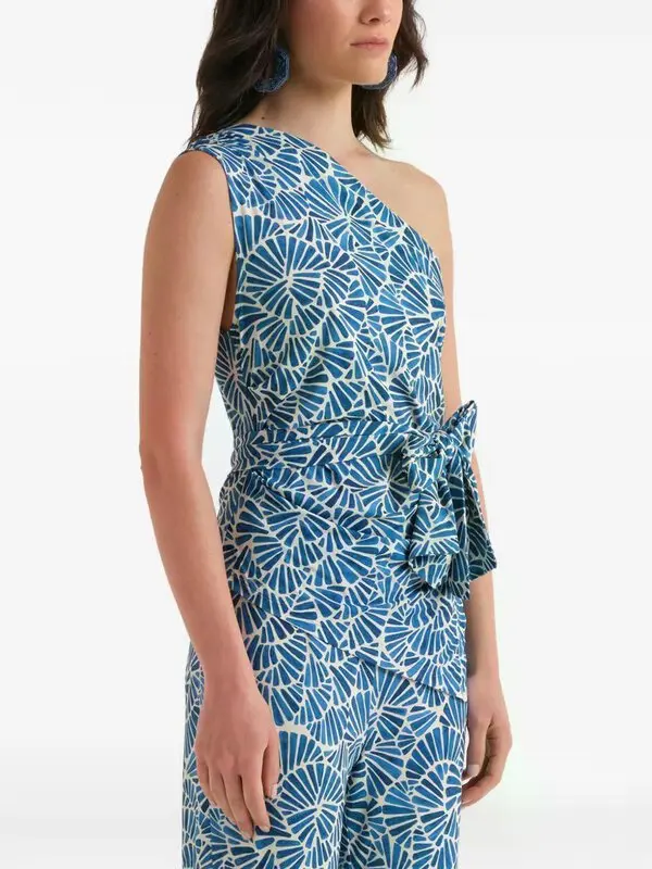 Malìparmi Shell-print Draped Top - Blue