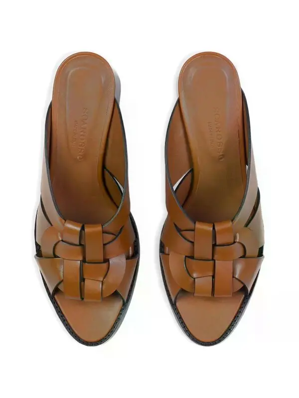 SCAROSSO Aida Woven Leather Sandals - Neutrals